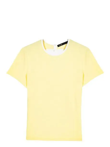 Maje Short-sleeved Knitted Top - Pale Yellow