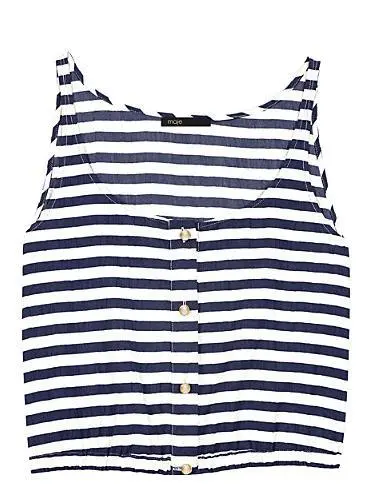 Maje Striped Woven Top - White/blue