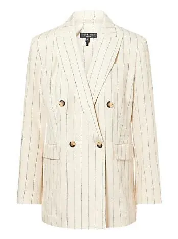 Rag & Bone Emile Stripe Cotton-linen Blend Blazer - Whtst