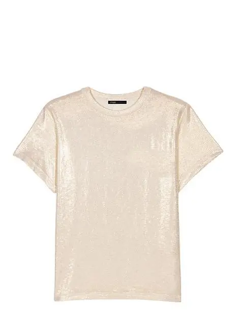 Maje Short-sleeved Metallic Lamé T-shirt - Gold