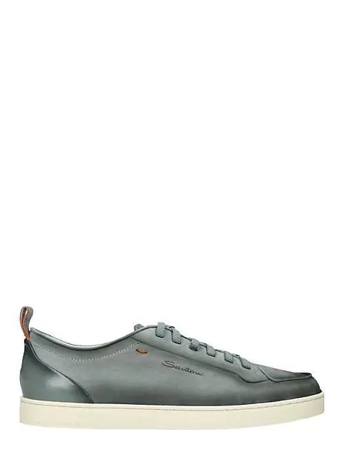 Santoni Monte Carlo Nubuck Leather Trainers - Pale Blue