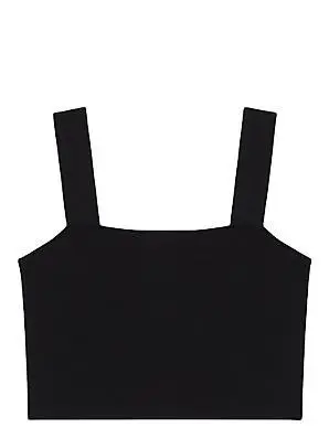 Maje Cropped Square-neck Stretch-knit Top - Black