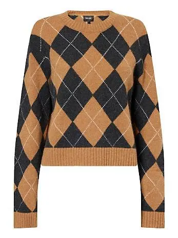 ME+EM Argyle Relaxed-fit Cashmere Jumper - Camel/charcoal