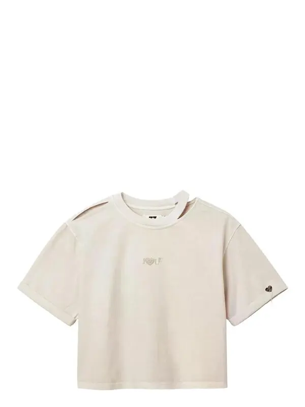 Izzue Cutout Cropped T-shirt - Neutrals