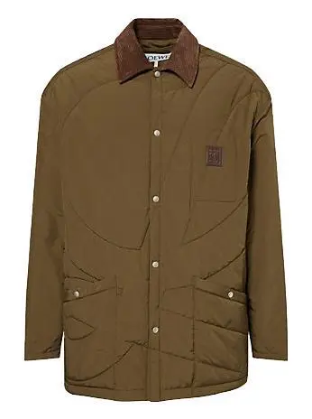 Loewe Corduroy-collar Padded Overshirt Jacket - Khaki Green