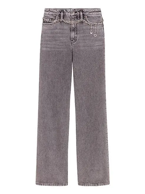 Maje Straight-leg Stonewashed Denim Jeans - Grey