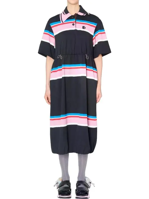 Kolor Striped Midi Shirt Dress - Black