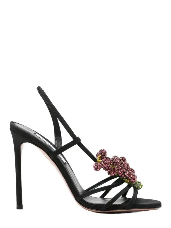 AQUAZZURA Heeled Sandals With Beaded Straps - Black