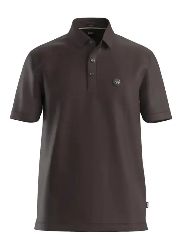 BOSS Button Emblem Polo Shirt - Brown