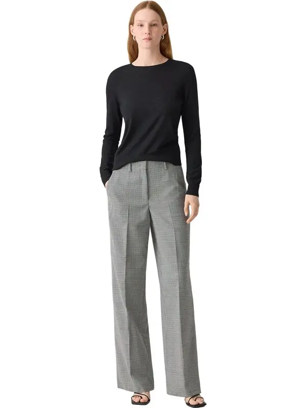 Theory Relaxed Straight Pant In Wool-blend Twist - Black Multi