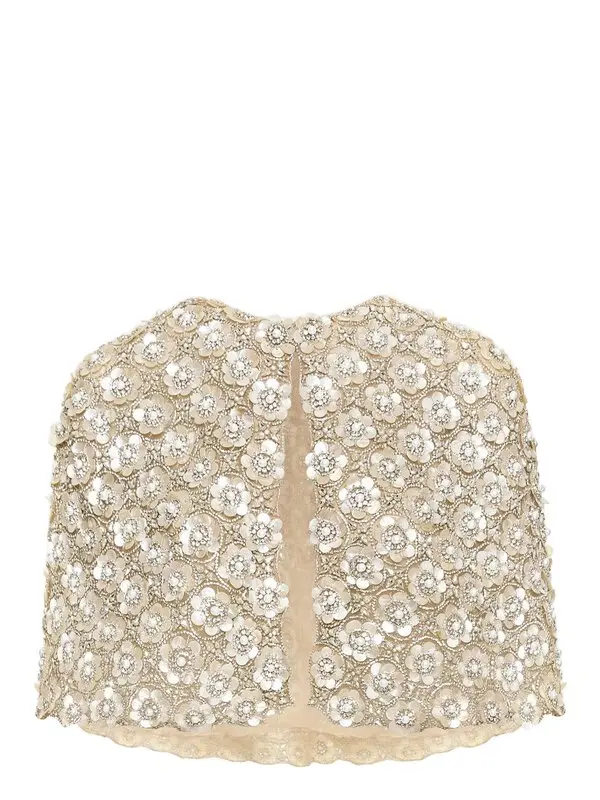 Oscar De La Renta Embroidered Capelet - Silver