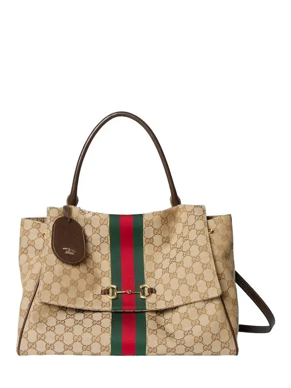Gucci Paparazzo Large Top Handle Bag Gg Canvas - Beige
