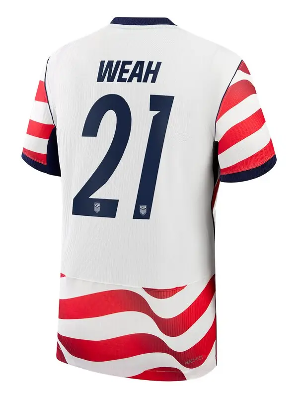 Nike Timothy Weah Usmnt 2026 Match Home Dri-fit Adv Soccer Jersey - White
