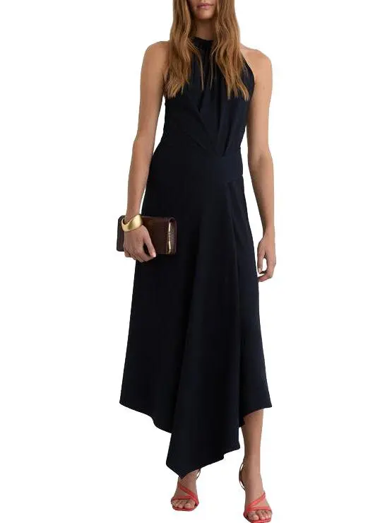 REISS Asymmetric Sleeveless Maxi Dress - Navy