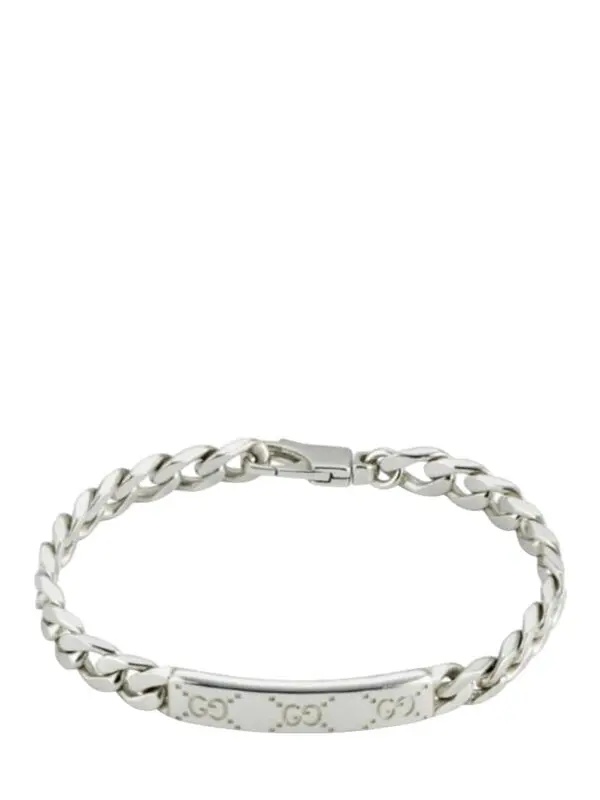 Gucci Signature Gg Tag Bracelet - Silver