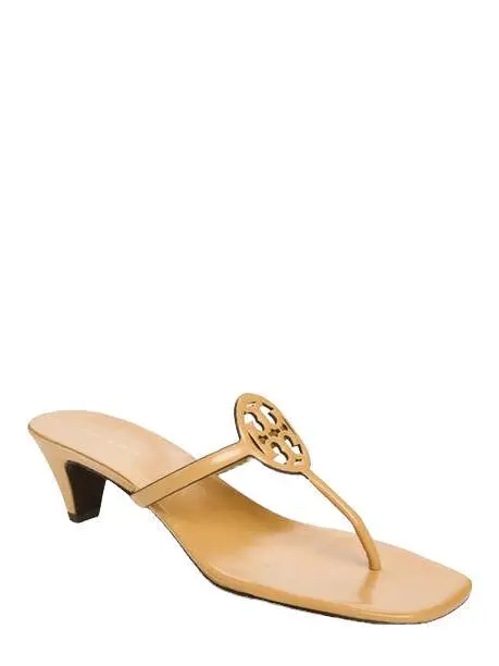 Tory Burch Miller Capri Kitten Heel Thong Sandal - Honeycomb Tan/honeycomb Tan