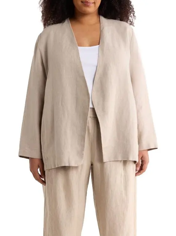 Eileen Fisher Open Front Organic Linen Jacket - Undyed Natural