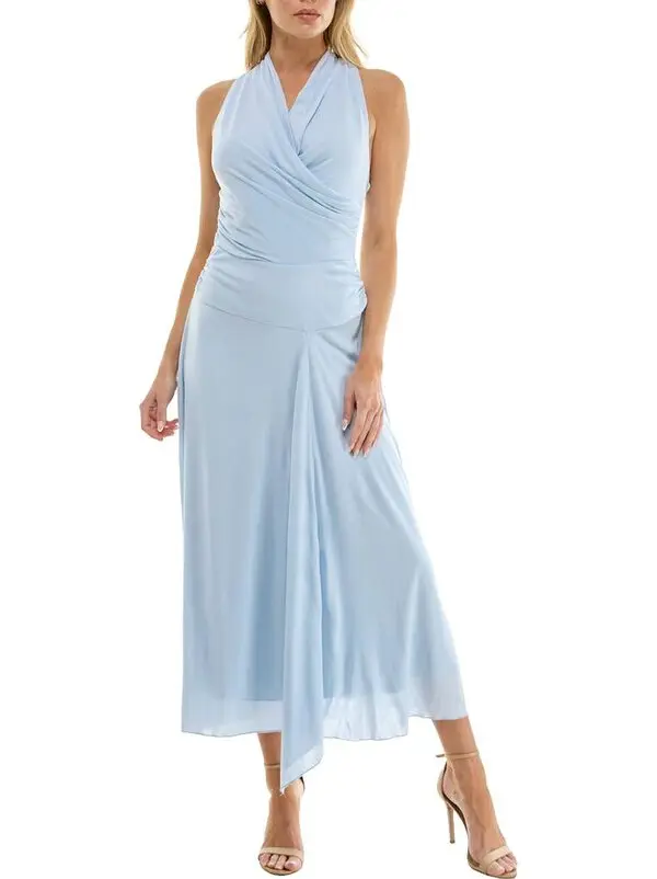 SOCIALITE Surplice Handkerchief Hem Maxi Dress - Blue Finch