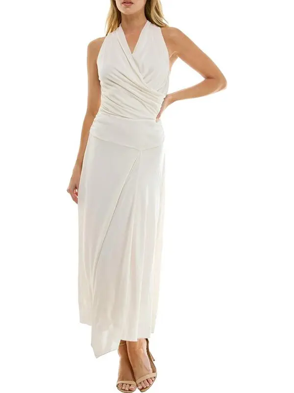 SOCIALITE Surplice Handkerchief Hem Maxi Dress - Ivory