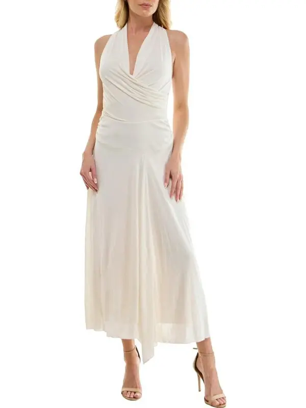 SOCIALITE Surplice Handkerchief Hem Maxi Dress - Ivory