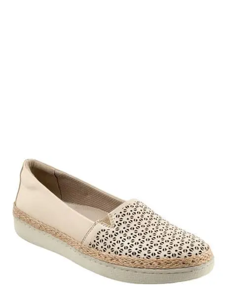 Trotters Accent Perforated Espadrille Slip-on Sneakers - Ivory