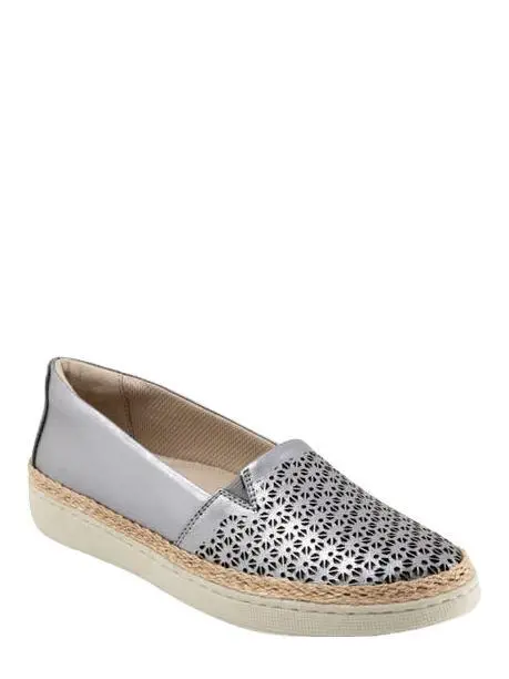 Trotters Accent Perforated Espadrille Slip-on Sneakers - Pewter