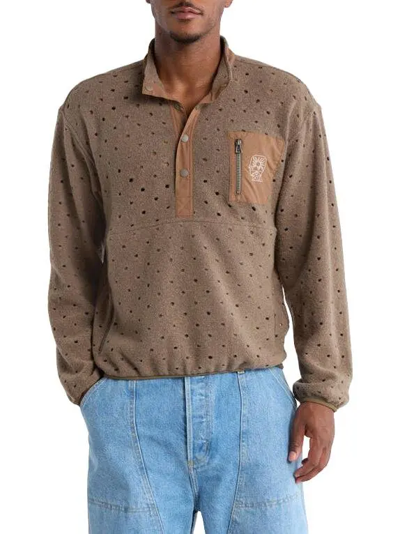 BRAIN DEAD Hole Mock Neck Sweatshirt - Brown