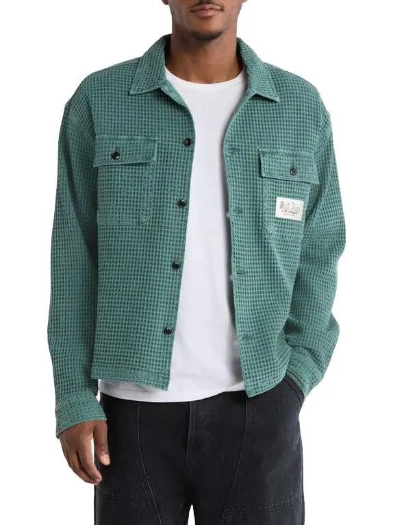 BRAIN DEAD Waffle Button-up Shirt - Silver Pine