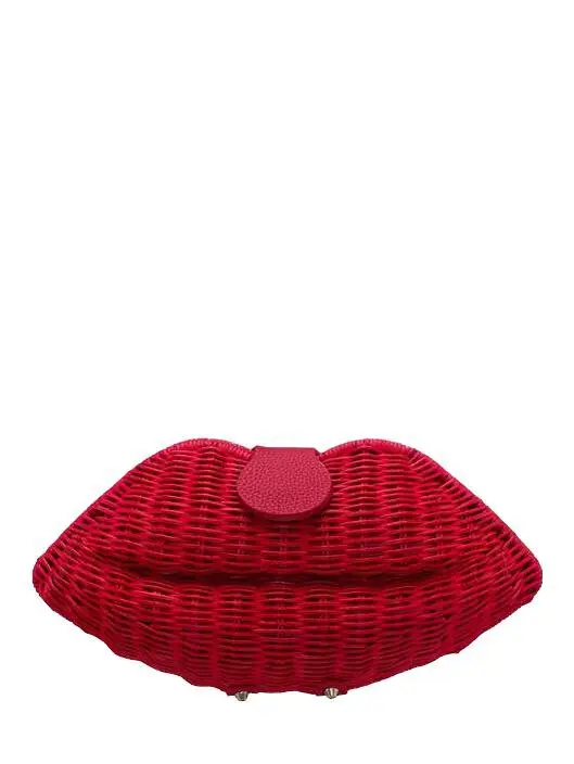 Nina Kiss Rattan Clutch - Red