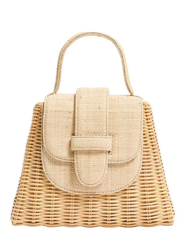 Pamela Munson The Petite Lady Rattan & Raffia Top Handle Bag - Natural