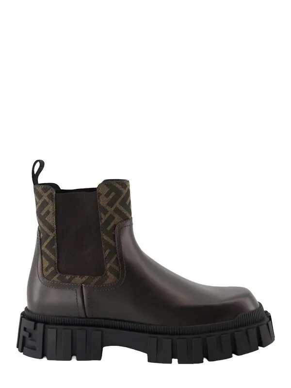 Fendi Leather Ankle Boots - Black/brown