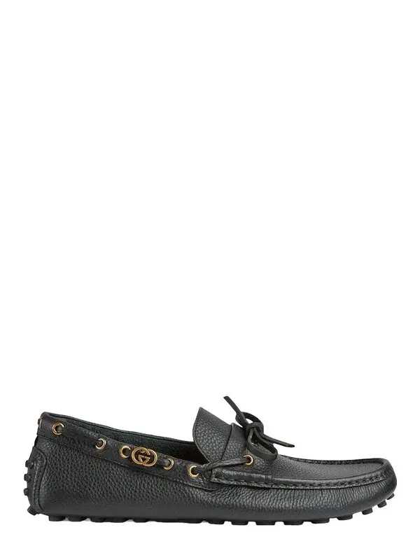 Gucci Driver Loafers With Interlocking G - Black