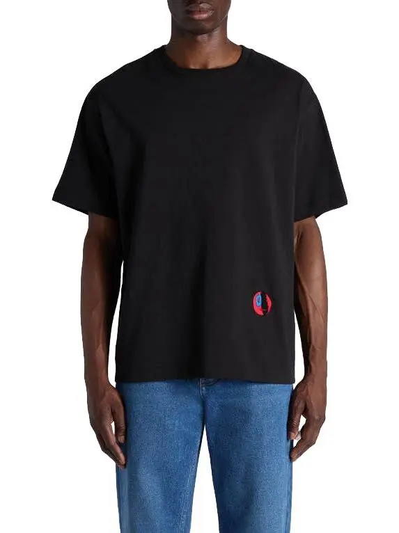 Bottega Veneta Face Embroidered Cotton Jersey T-shirt - 1010 Double Black