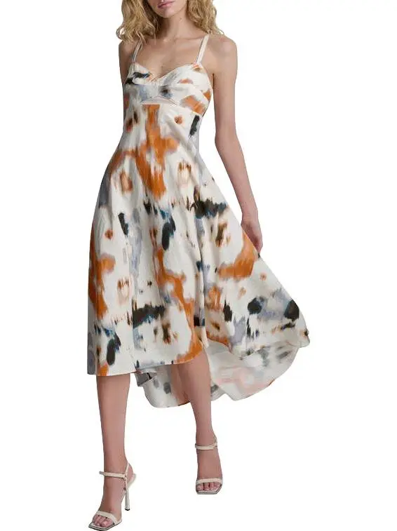 Dkny Abstract Print Linen-blend Sundress - Sunburst Floral