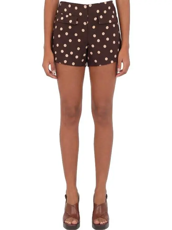 THE LULO PROJECT Linen Blend Polka Dot Shorts - Polka Dots Cream