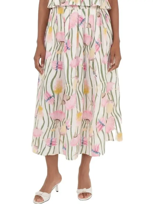 THE LULO PROJECT The Reef Print Pleated Maxi Skirt - Aussie Desert Flowers