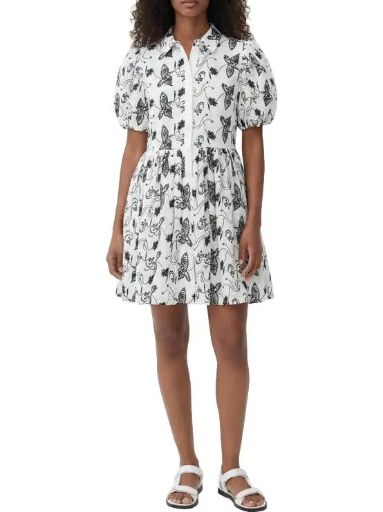 THE LULO PROJECT Sundown Printed Dress - Keel Eyelet Bird Off White