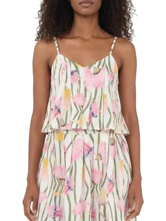 THE LULO PROJECT The Reef Pleated Camisole - Aussie Desert Flowers