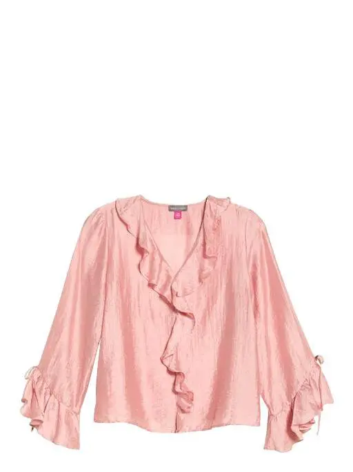 Vince Camuto Ruffle Long Sleeve Top - Coral Dusk