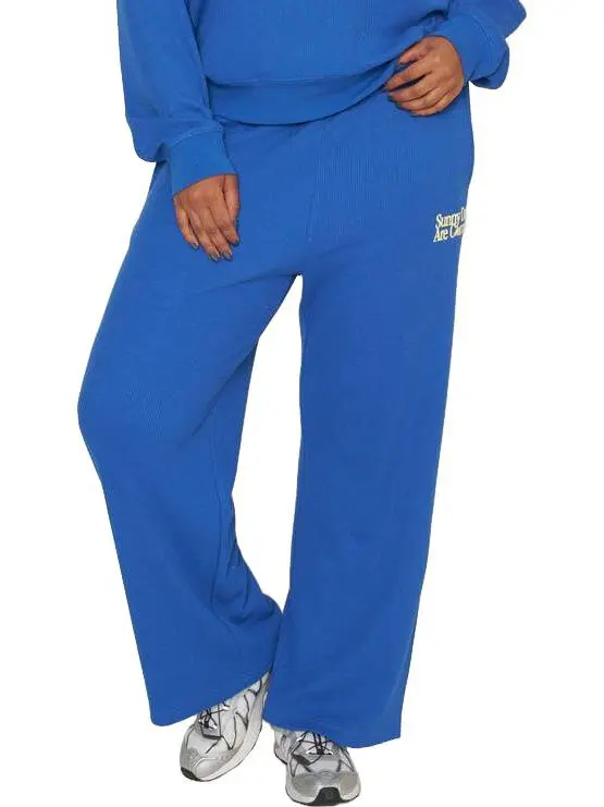 THE MAYFAIR GROUP Waffle Knit Wide Leg Sweatpants - Blue
