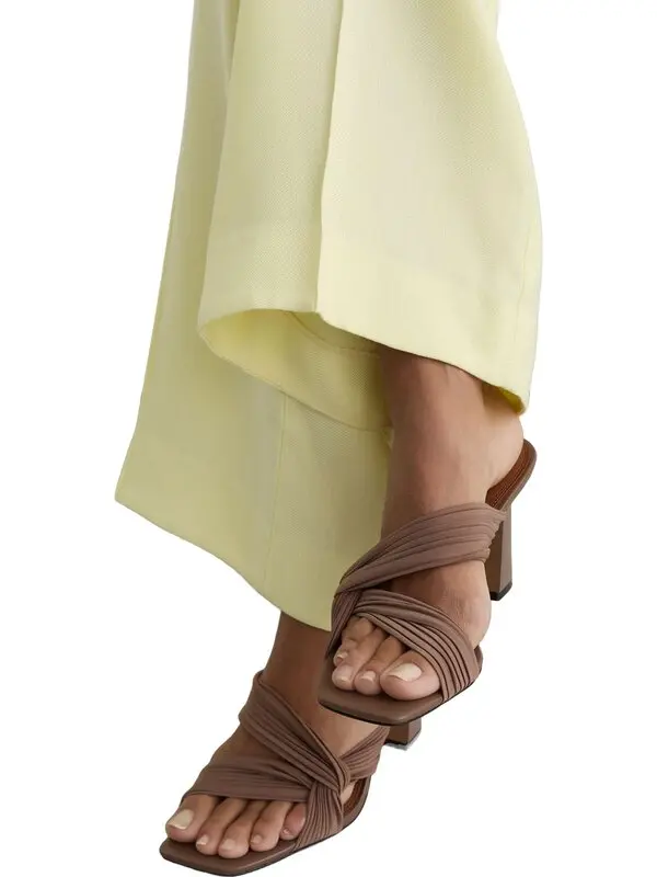 REISS Raya Pleated Mule Block-heel Sandals - Taupe