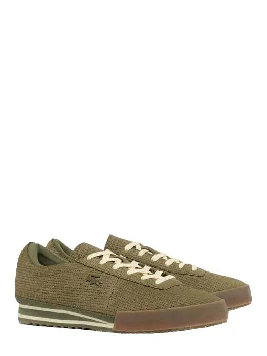 Lacoste Aura Embossed Leather Low Top Sneaker - Khaki/gum