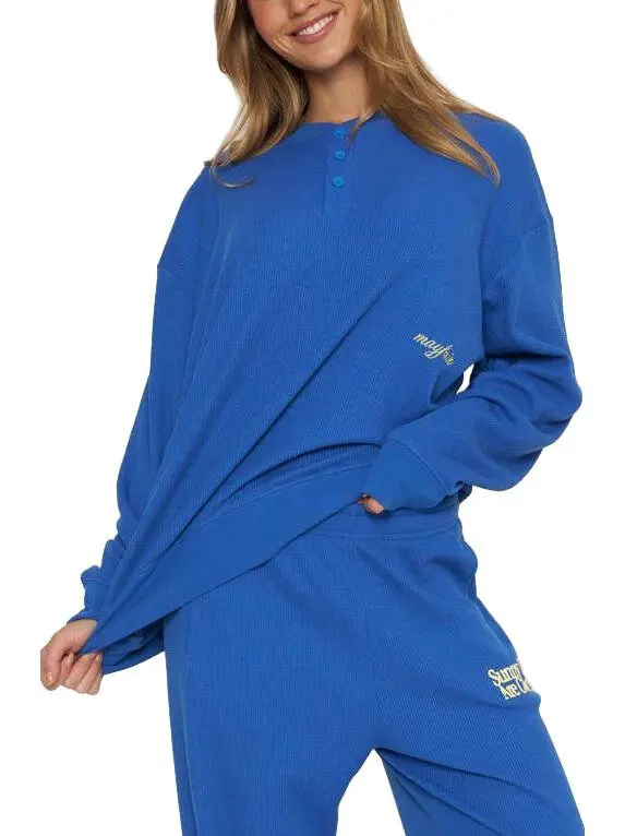 THE MAYFAIR GROUP Waffle Knit Sweatshirt - Blue