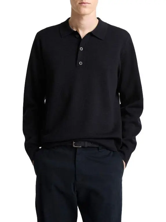 Vince Milano Knit Merino Wool Polo Sweater - Coastal