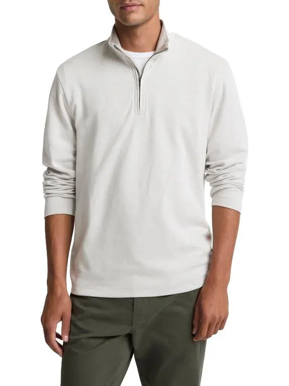 Vince Double Face Cotton Blend Quarter Zip Pullover - Off White/jet
