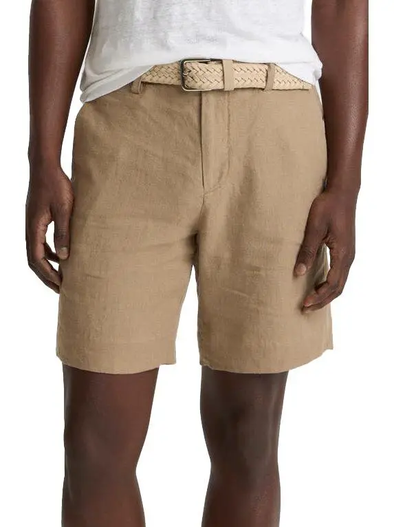Vince Flat Front Slub Hemp Chino Shorts - Teak
