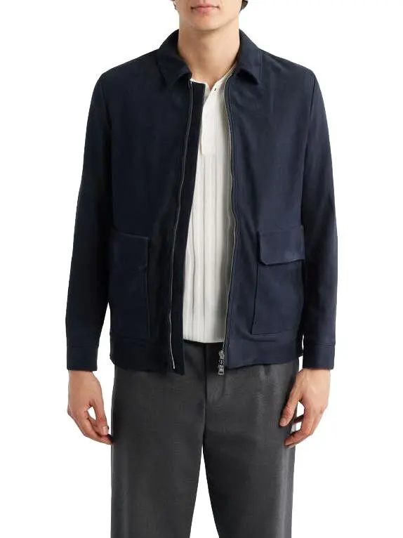 AURELIEN Suede Zip Jacket - Navy
