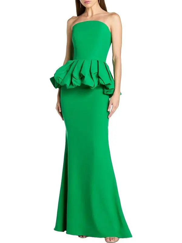 Mac Duggal Strapless Peplum Trumpet Gown - Spring Green