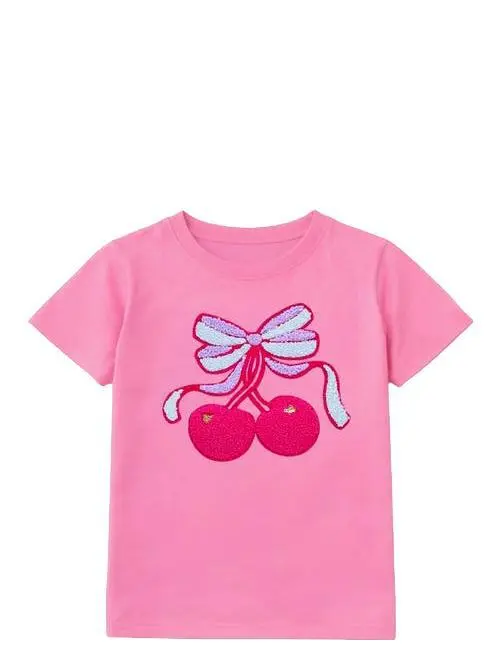 PREPPY GOOSE Short Sleeve Tee With Appliqu - Fuschia