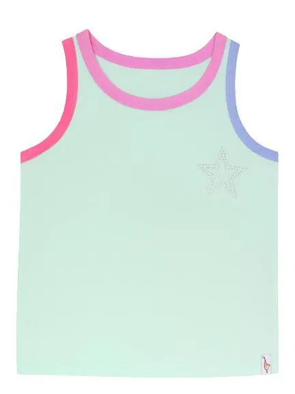 PREPPY GOOSE Rhinestone Star Tank Top - Mint